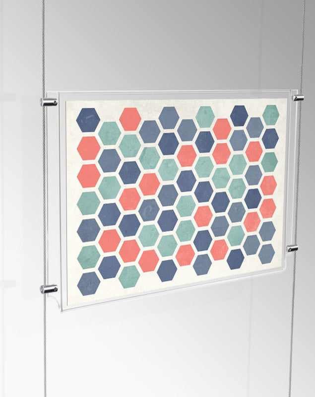 Acrylic Display Pockets, Poster Holders for Window Cable Systems – Picture Hanging Company