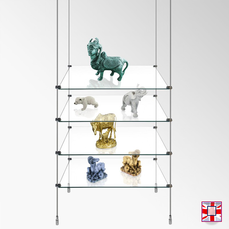 Retail Display Glass Shelving Units & Kits, Suspended Shelf Systems ...